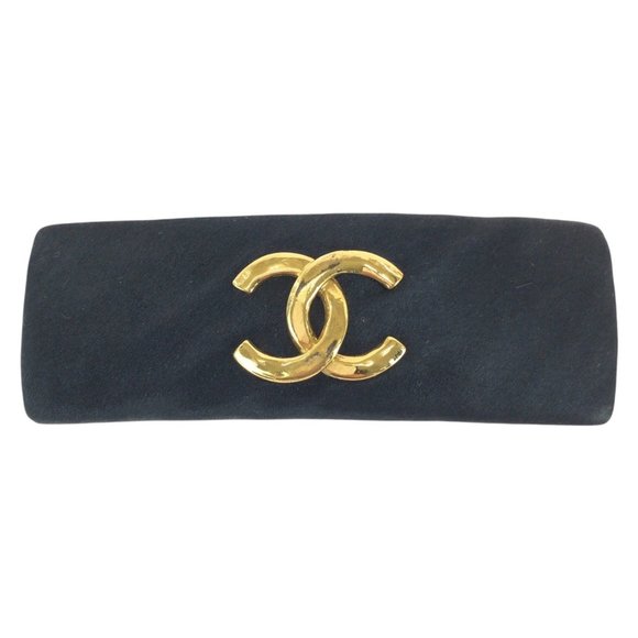CHANEL | Accessories | Chanel Vintage Coco Mark Black Gold Hardware ...